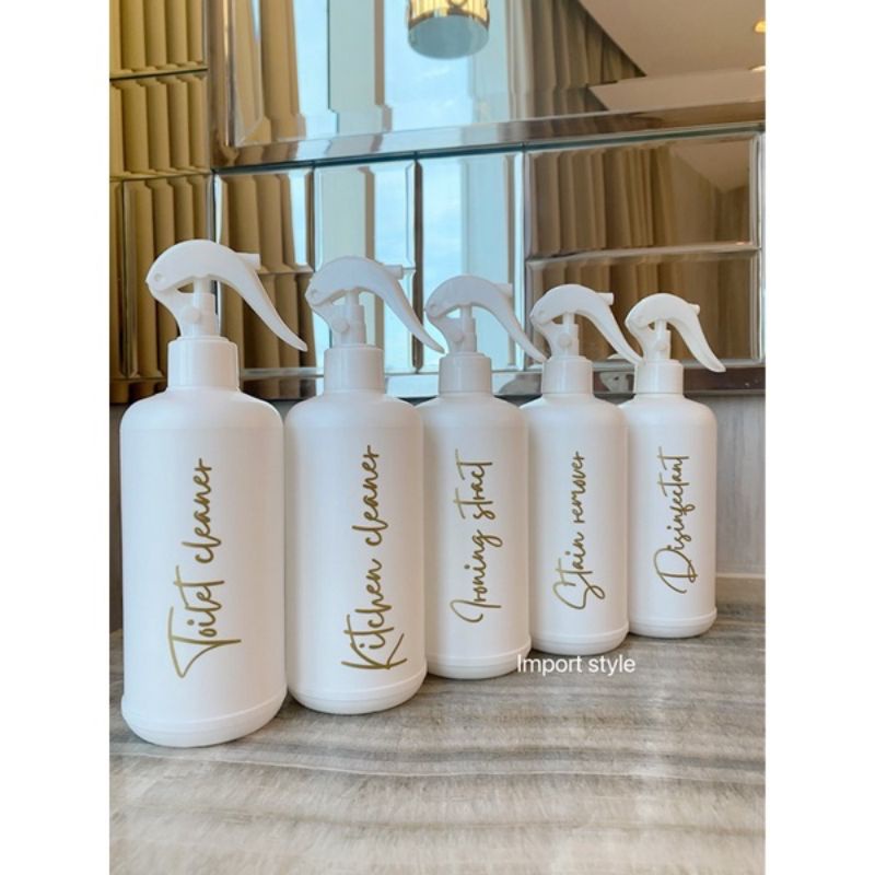 Jual botol SPRAY PUTIH 500ml stiker GOLD NEW . aesthetic bottle refill ...