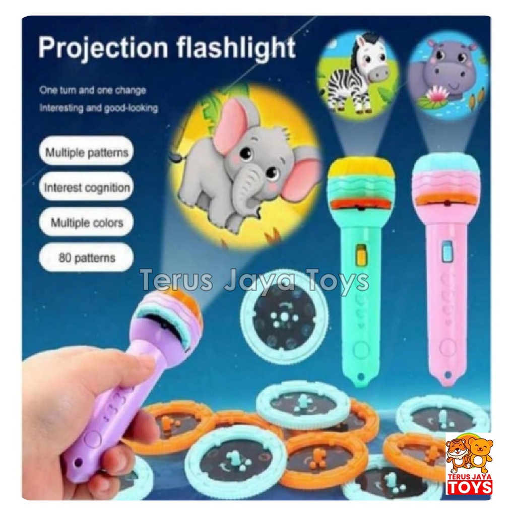 Jual Mainan Anak Senter Proyektor Flashlight Gambar Kartun 24 Pola ...