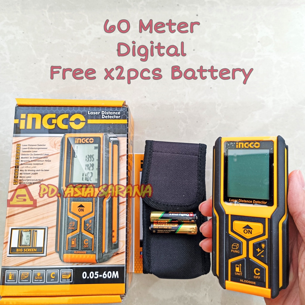 Jual Meteran Laser Distance 60m Digital Meter INGCO HLDD0608 Ukur Jarak ...