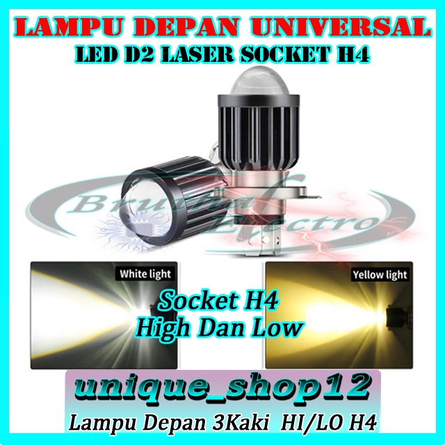 Jual Lampu Depan Led D2 Laser Socket H4 HIGH / LOW 3 KAKI LED LASER AC DC 8 -30Vold DC Super ...