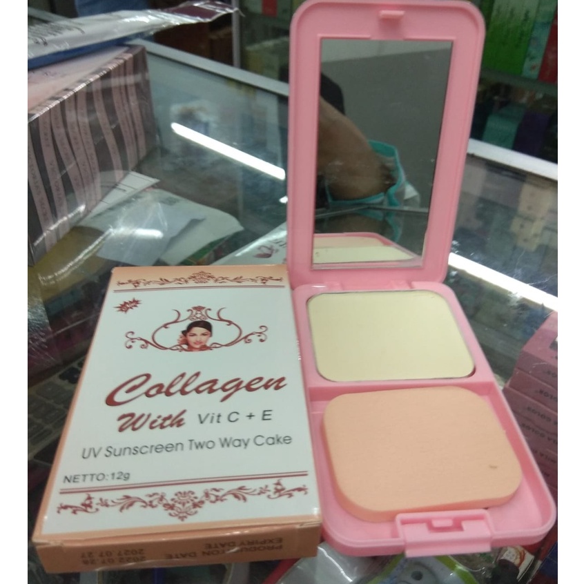 Jual BEDAK PADAT COLLAGEN 12G TWO WAKE CAKE WITH VIT C DAN E UV ...