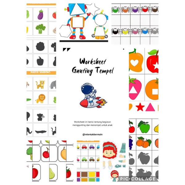 Jual aktivitas gunting tempel / worksheet anak / lembar kerja anak ...
