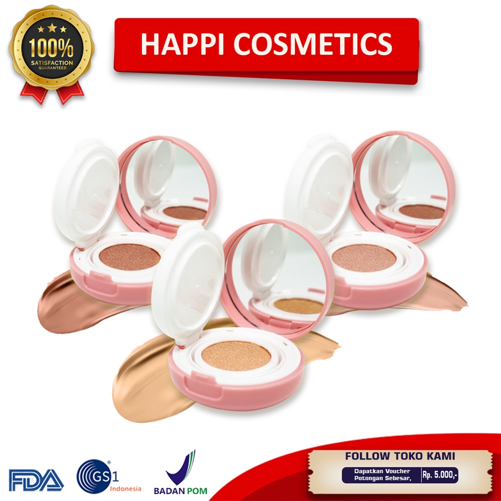 Jual Bb Cushion Cream Wajah Happi Kosmetik, 3 Varian warna 15 gram | Shopee Indonesia
