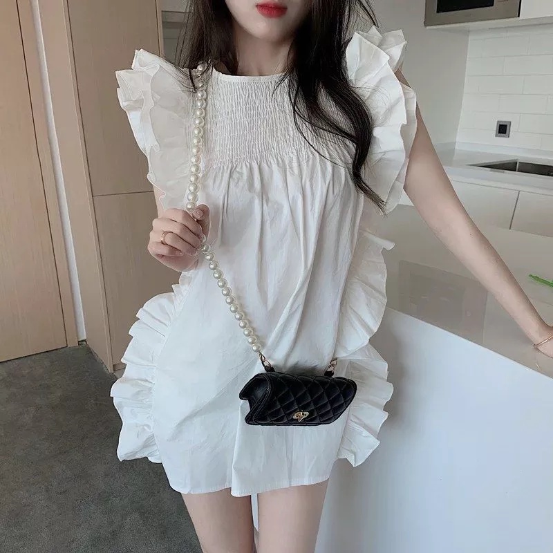 Jual Korean Ruffle Mini Dress Wanita 1561 (S-XL) | Shopee Indonesia