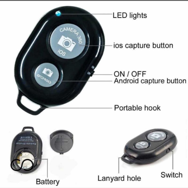 Jual Remote Bluetooth Remote Shutter Kamera Android ios Tomsis | Shopee ...