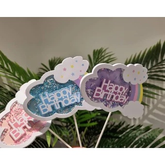 Jual CAKE TOPPER AWAN DAN PELANGI SHAKER PINK BIRU UNGU/CAKE TOPPER ...