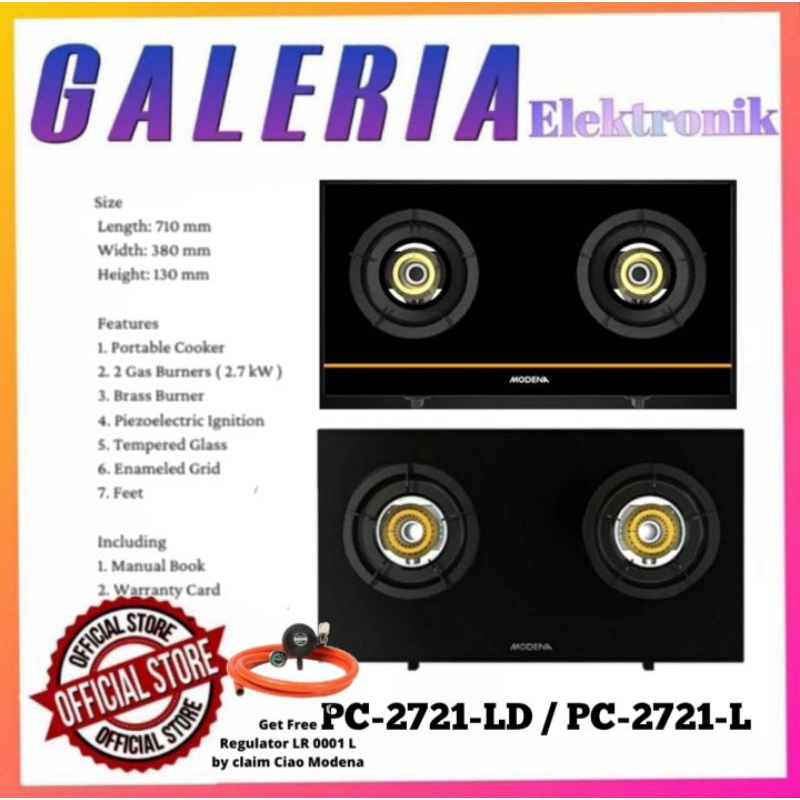 Jual KOMPOR MODENA PC 2721 L / PC2721L GIUSTO KOMPOR PORTABLE 2 TUNGKU ...