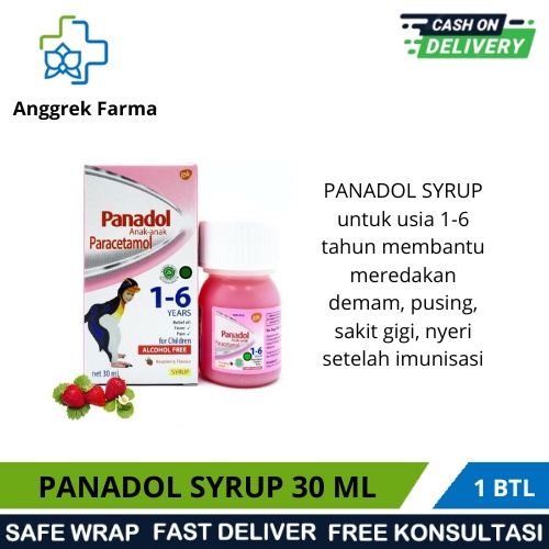 Jual PANADOL SYRUP 30 ML UNTUK 1-6 TAHUN/OBAT DEMAM/SAKIT GIGI/PUSING ...
