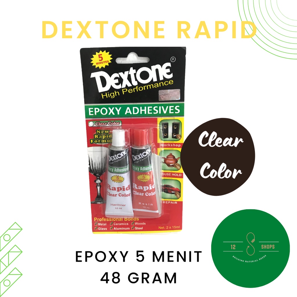 Jual Lem Dextone Rapid 5 Menit Clear Color Transparant untuk Kaca Arcylic Keramik 48gr Epoxy 5 ...