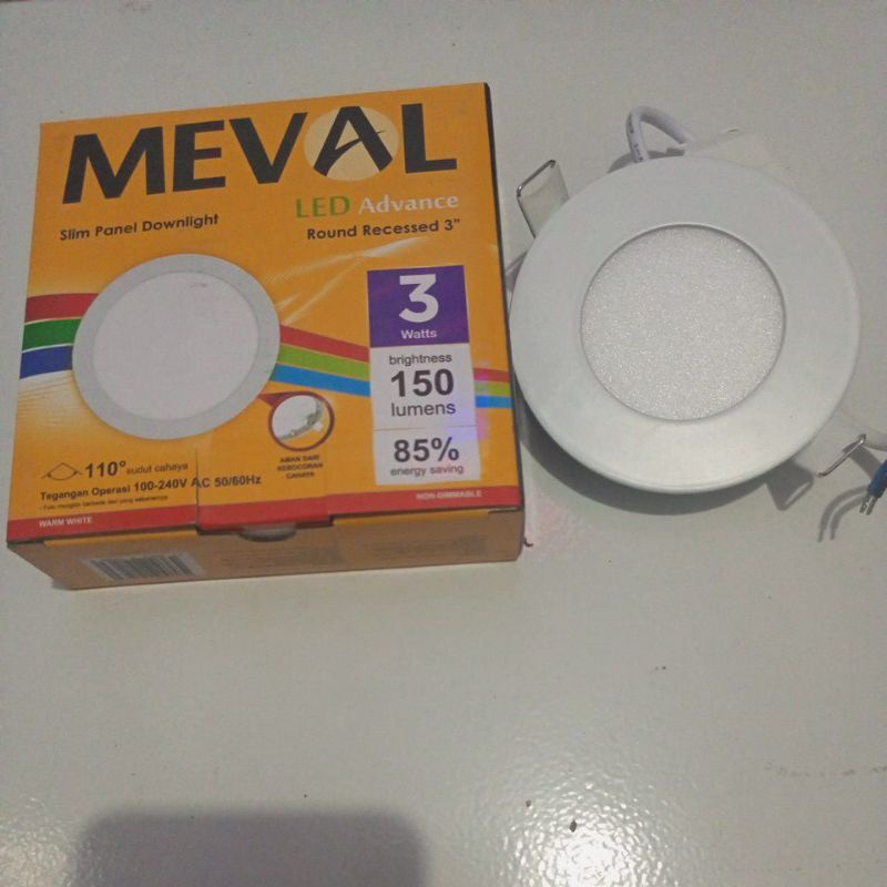 Jual Lampu Meval advance IB/ Tanam Downlight slim Round 3 watt kuning ...