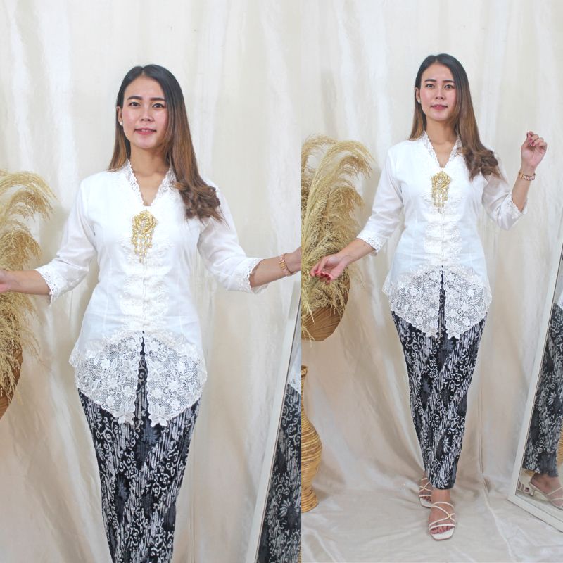 Jual Setelan Kebaya Putih Modern Encim Bordir Kutu Baru Terkini Murah ...