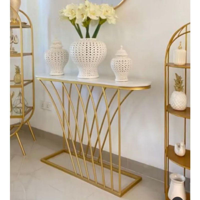 Jual Meja console minimalis cantik dari besi top hpl marble / meja ...