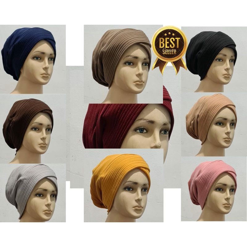 Jual Turban Instan Dewasa Kaos Waffle Cantik Berkualitas | Shopee Indonesia