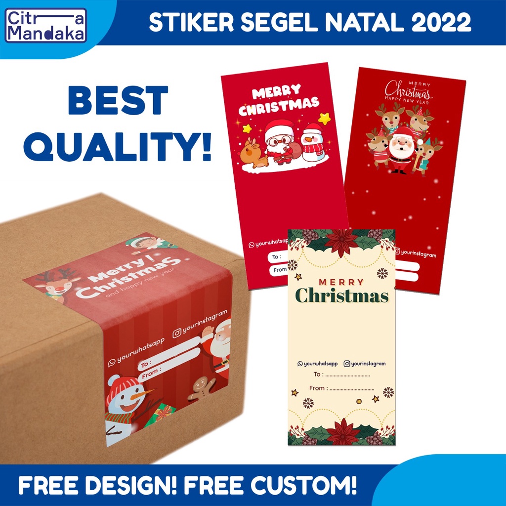 Jual Stiker Segel Box Natal Toples Makanan Kue Kering Christmas Custom ...