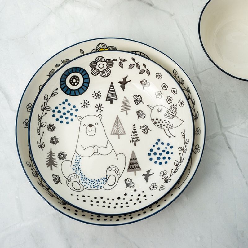 Jual Piring Keramik White Cartoon Series / Piring White Cartoon Series ...