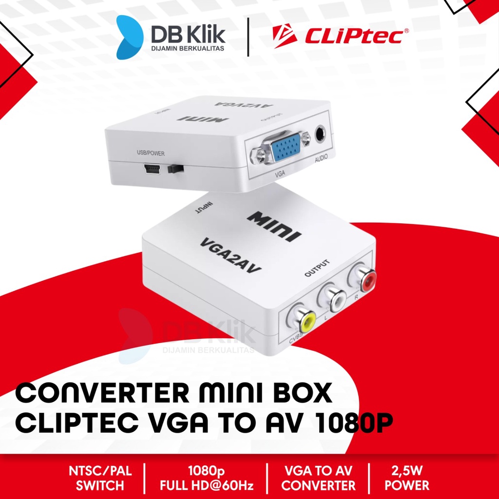 Jual Converter CLIPtec Mini Box CL-CV VR VGA TO AV FHD 1080P | Shopee ...