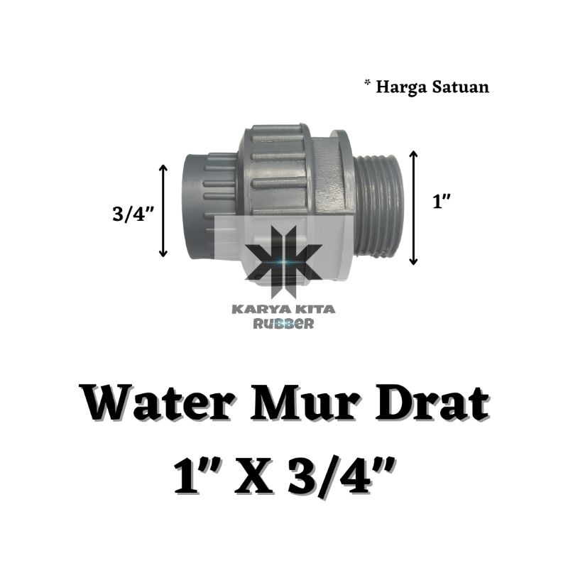 Jual Water Mur Drat 1 x 3/4 Inch Sambungan Pipa PVC / Union Socket Water Moor | Shopee Indonesia