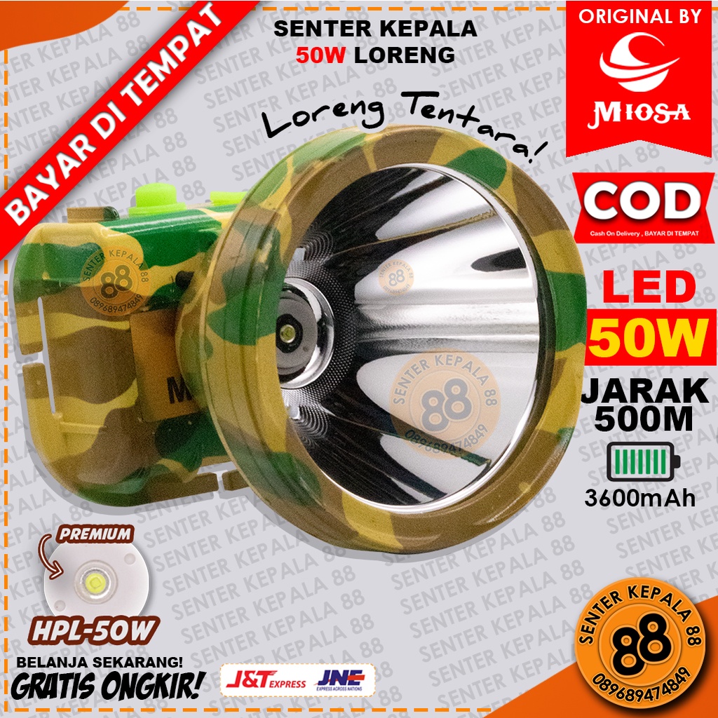 Jual Senter Kepala Headlamp LORENG Cas LED Tahan Lama Mancing Berburu ...