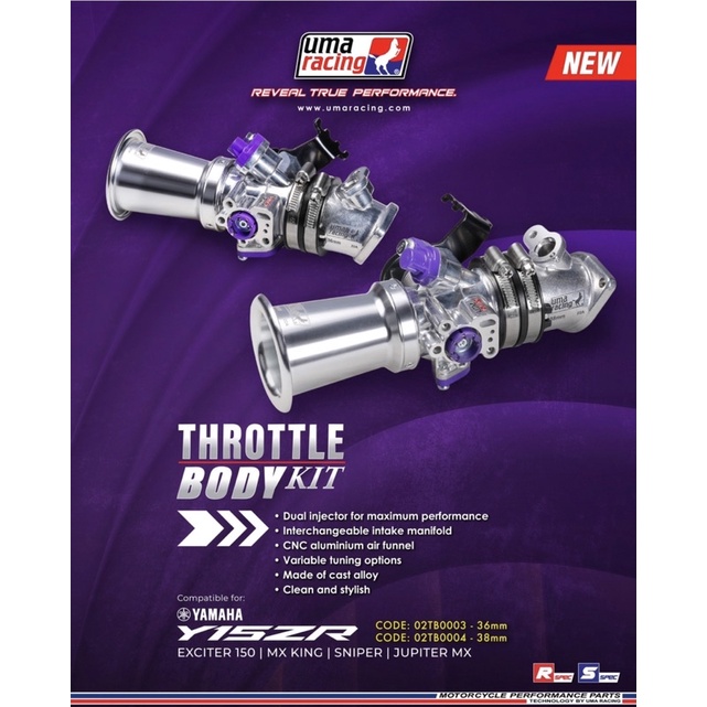 Jual Throttle Body Kit Uma Racing intek double lubang injektor Yamaha ...