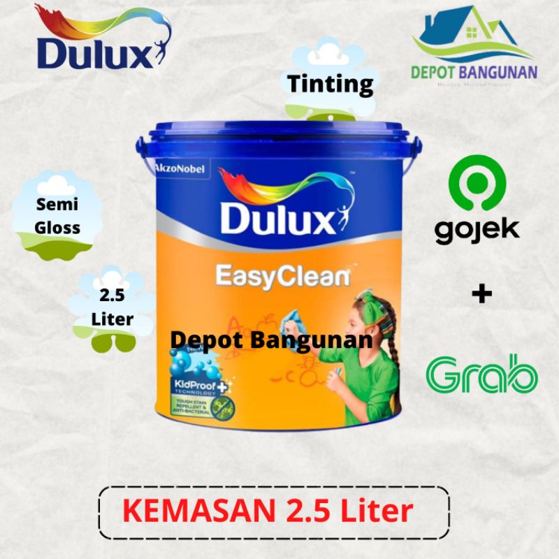 Jual Cat Tembok Tinting Dulux Easy Clean Interior 2.5 Liter | Shopee ...