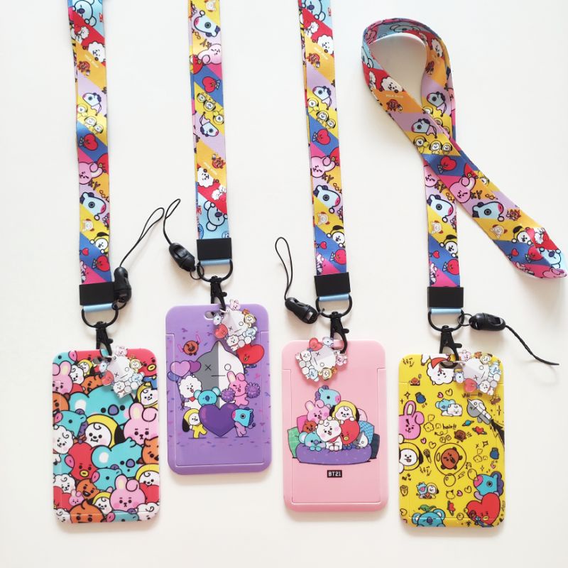 Jual ID Card Holder Name Tag Lanyard / Kalung Wadah Kartu Identitas BTS BT21 Kpop Lucu | Shopee ...