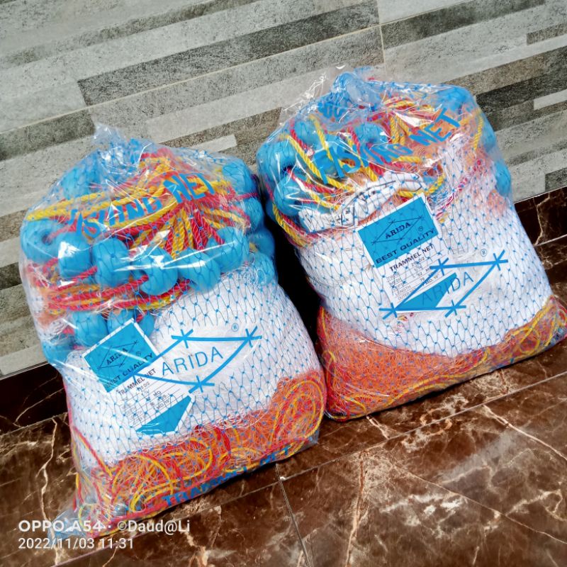 Jual jaring pukat nelayan udang dan ikan merek arida jaring bahan nilon ...
