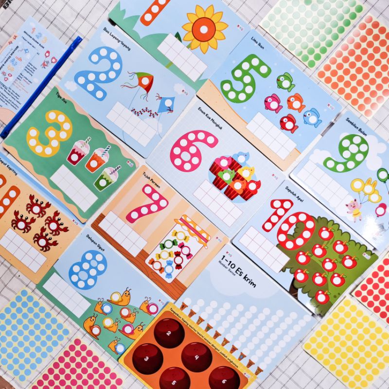 Jual 123 Dot Sticker Activity Aktivitas Stiker Bulat Angka Berhitung ...