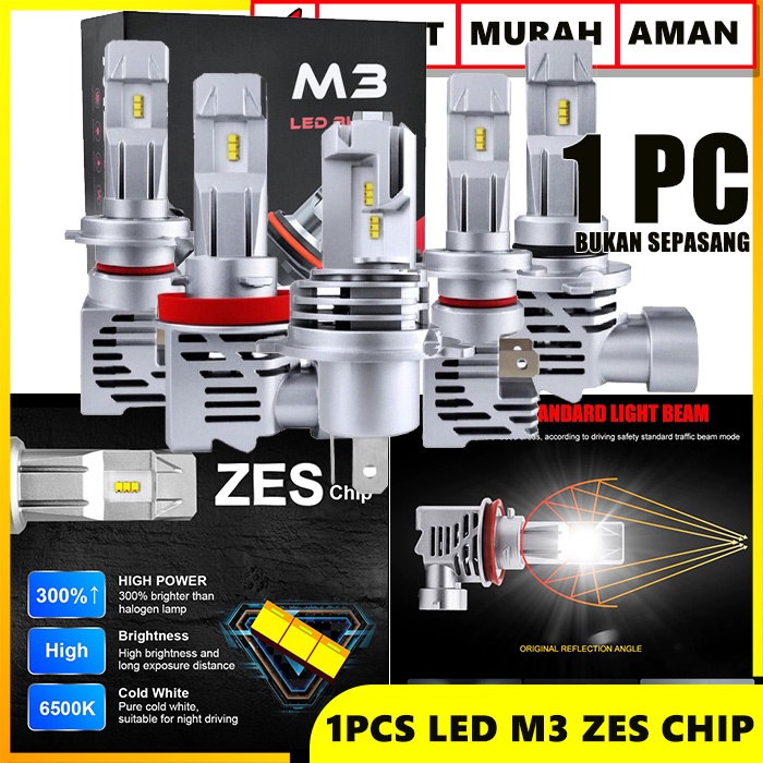 Jual LAMPU LED MOBIL M3 ZES CHIP 60W H1 H4 H7 H11/H8/H9 HB4/9006 ...