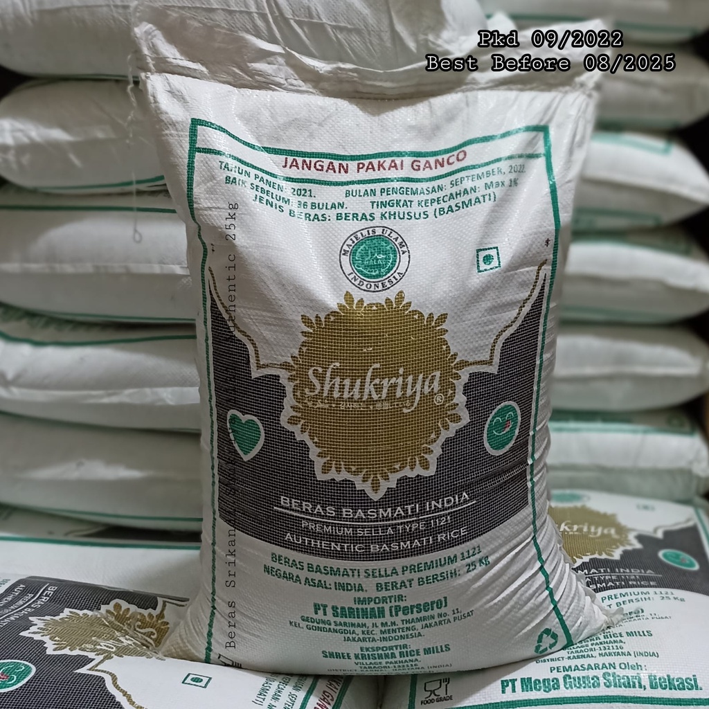 Jual Beras Basmati India - Shukriya Kemasan 25kg - Instant delivery ...
