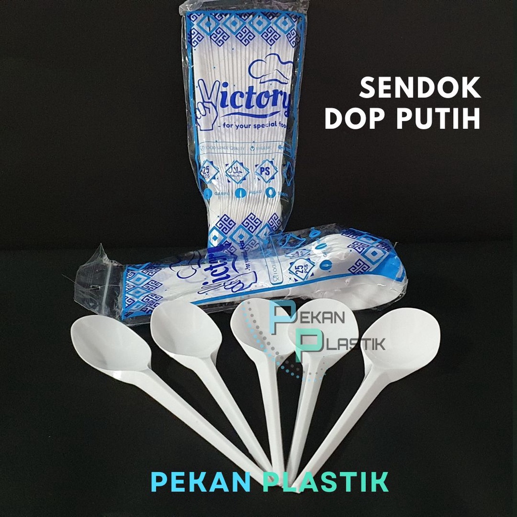 Jual SENDOK MAKAN PLASTIK VICTORY PUTIH 1 PACK ISI 25PCS FOODGRADE ...