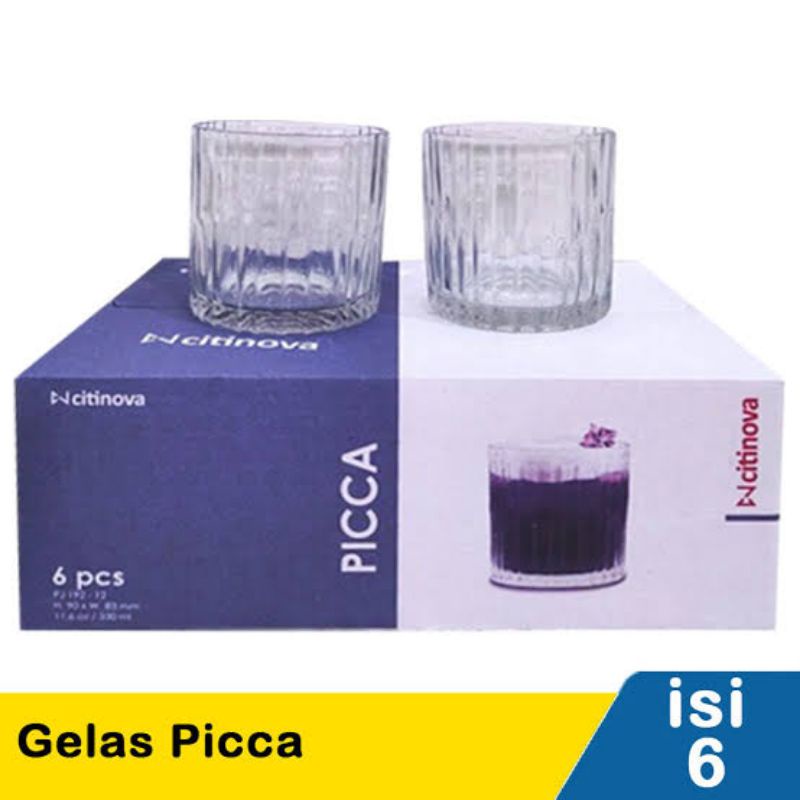 Jual Gelas Citinova Picca Pica isi 6pc Glass Estetik Cafe Hotel 330 Ml ...