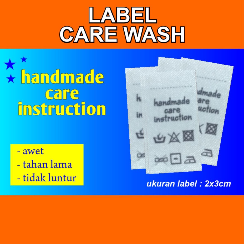 Jual Label Handmade Care Instruction - Label Care Wash Instruction ...