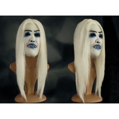 Jual TOPENG HOROR SET WIG PUTIH HALLOWEEN COSPLAY HANTU SD564654GRF ...