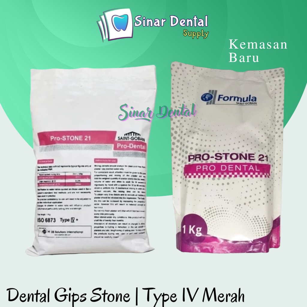Jual Pro Dental Stone Gips Merah type 4 Pro Stone 21 iv 1 kg | Shopee ...