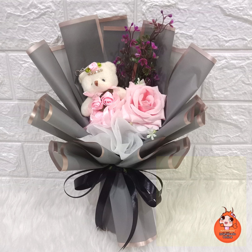 Jual BOUQUET BUNGA - Bucket Boneka + Bunga 1 stam | Bunga ARTIFICIAL ...