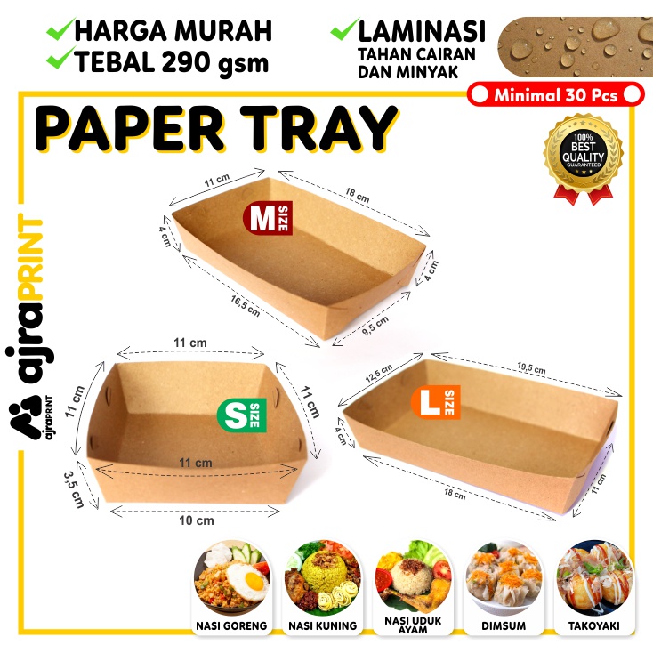 Jual piring nampan tempat penyimpanan makanan paper wadah tray ...