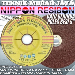 Jual NIPPON RESIBON Batu Gerinda Poles Besi 5" 125x6x22mm Grinding ...