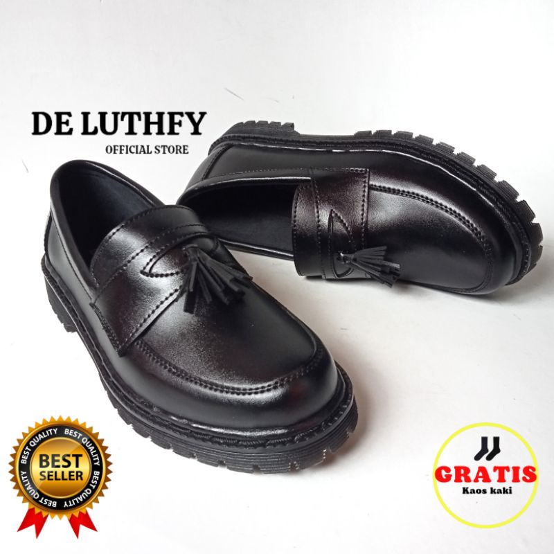 Jual Sepatu Loafers Pria Full Black Sepatu Model Docmart Cowok | Shopee ...