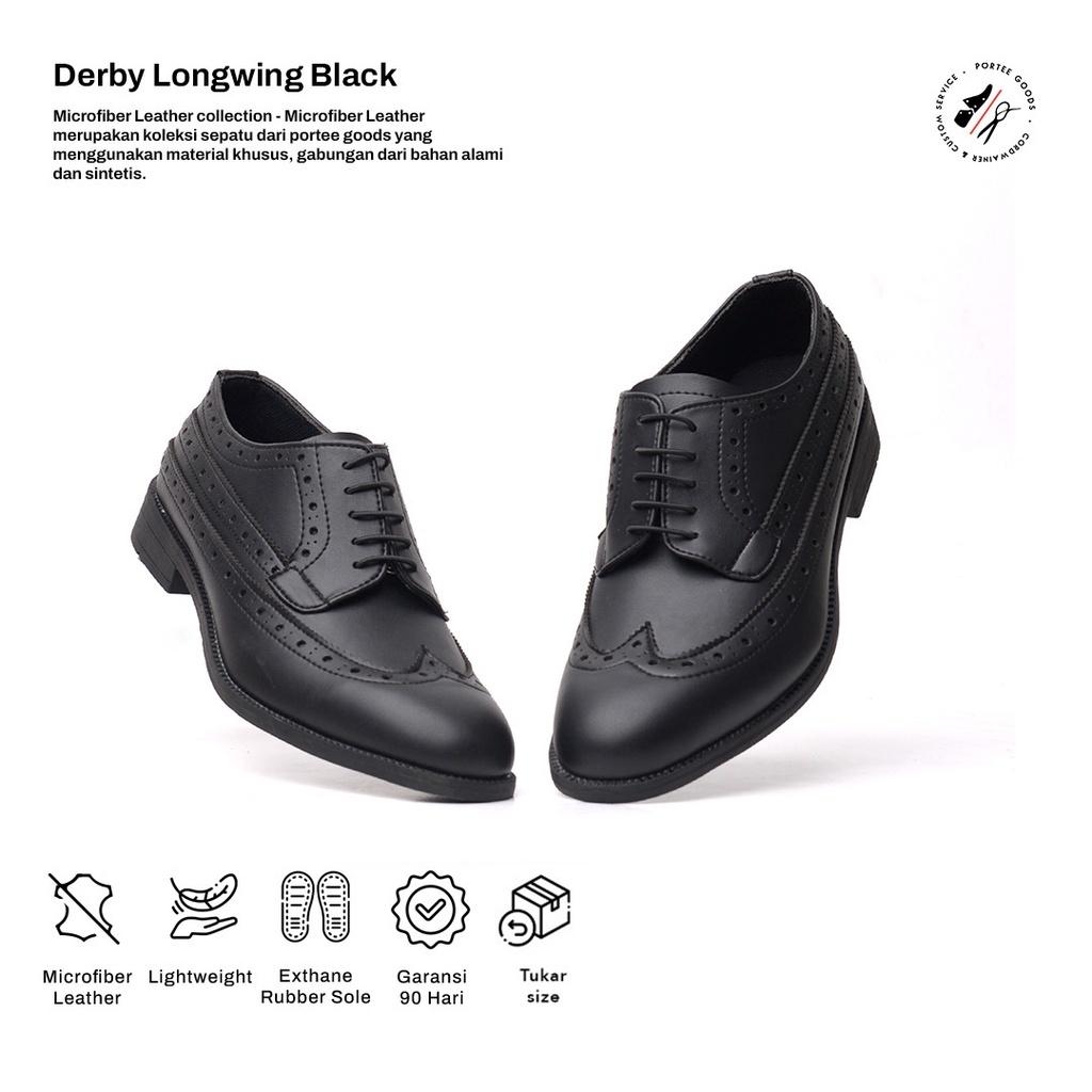Jual Sepatu Kerja Pria Portee Goods Derby Longwing Hitam | Shopee Indonesia