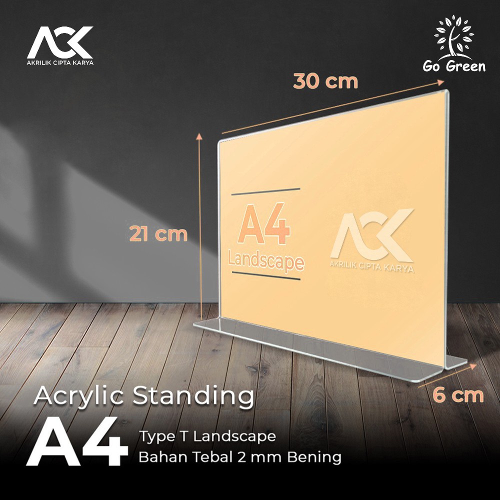 Jual Tempat Brosur Meja Akrilik A4 T Type / Acrylic Tent Card Holder A4 Landscape / A4 T Type 2 ...