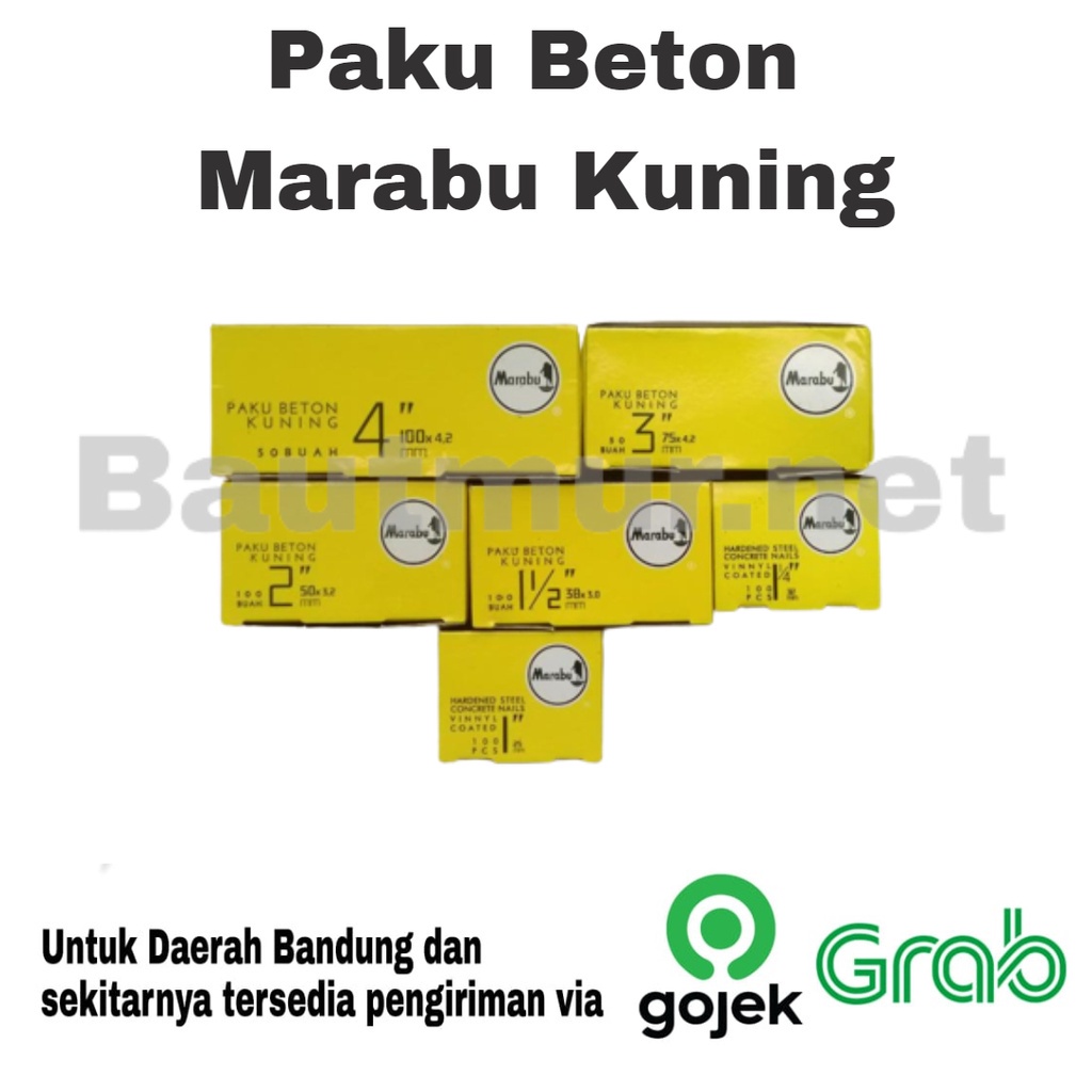 Jual (50pcs) MARABU Paku Beton 6 cm - Paku Beton Kuning 2 1/2 inch ...