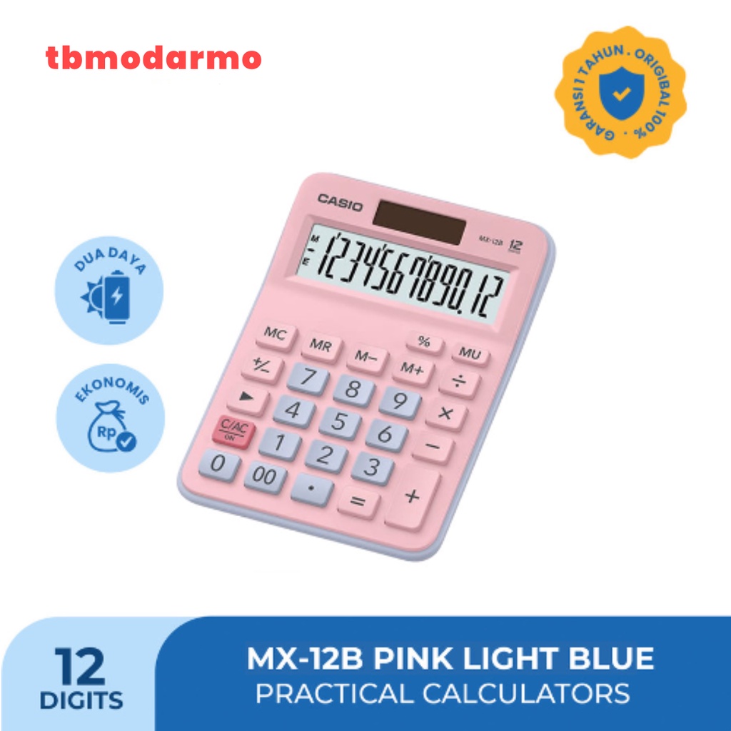 Jual Kalkulator Casio 12 Digit MX-12B Pink Light Blue | Shopee Indonesia