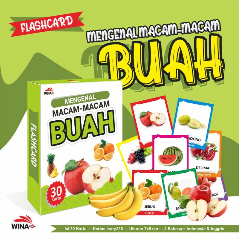 Jual Flashcard Buah (mengenal macam-macam buah) | Shopee Indonesia