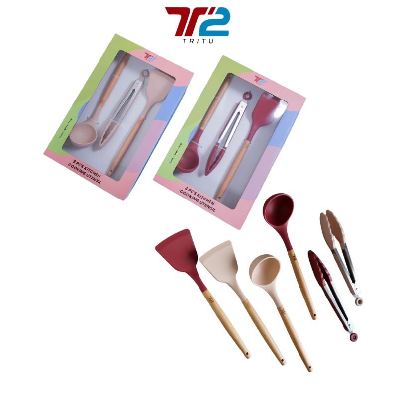 Jual TRITU Kitchen Utensil Set Spatula Sutil Silikon Tahan Panas Isi 3 ...