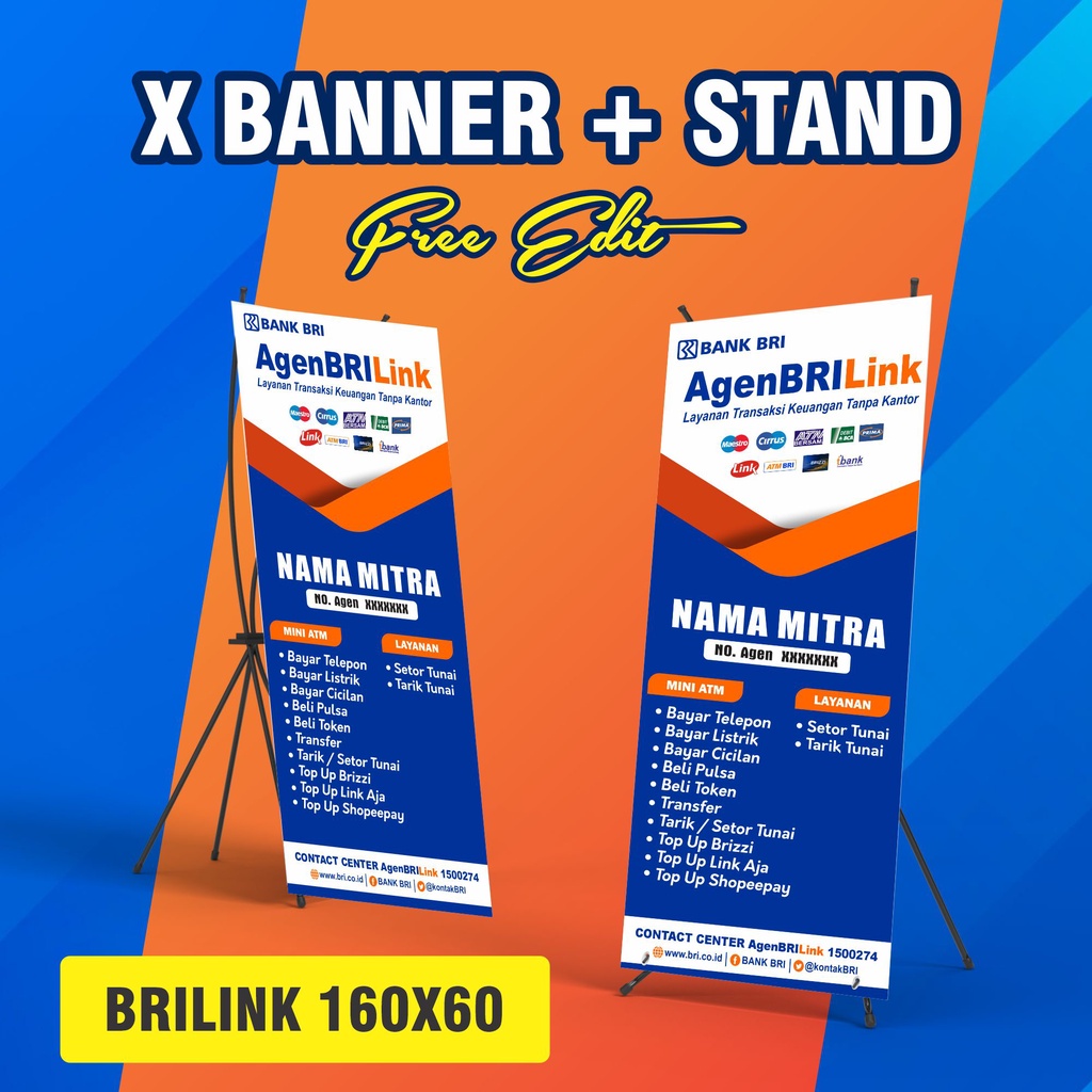 Jual X BANNER BRILINK + STAND / 1 SET DENGAN RANGKA / AGEN BRI LINK ...