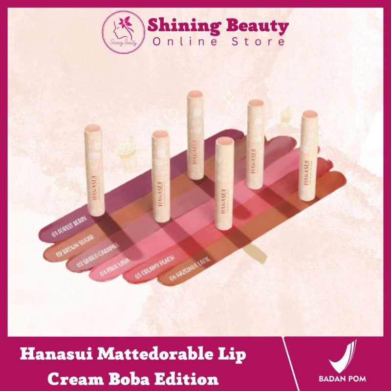 Jual Hanasui Mattedorable Lipcream Boba Edition Shade 1-6 Hanasui Brown ...