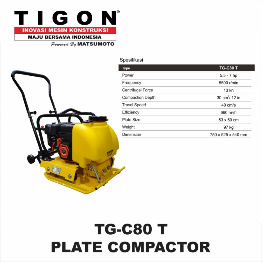Jual Plate Compactor TIGON Stamper Kodok plus tangki depan Perata Beton ...