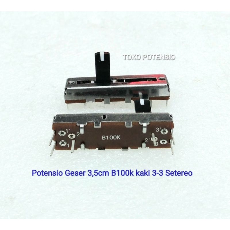 Jual POTENSIO GESER 3,5CM B100K KAKI 3-3 SETEREO | Shopee Indonesia