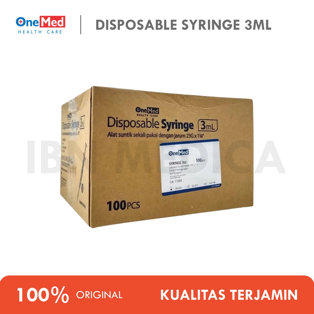 Jual Disposable Syringe 3ml Onemed box isi 100pcs / Spuit 3cc Onemed ...