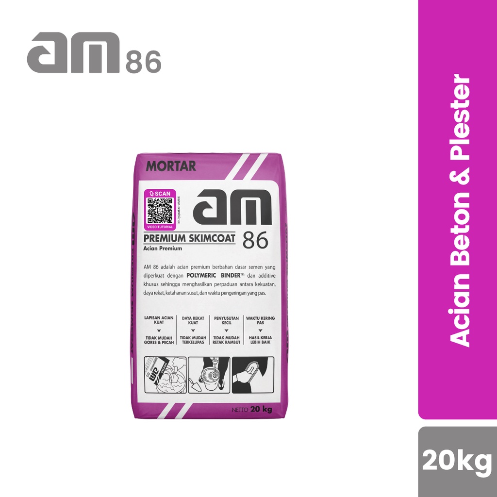 Jual AM Mortar AM 86 - Acian Diatas Beton kemasan 20kg | Shopee Indonesia